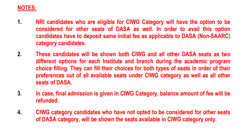 DASA / CIWG Application Form Filling & Submission